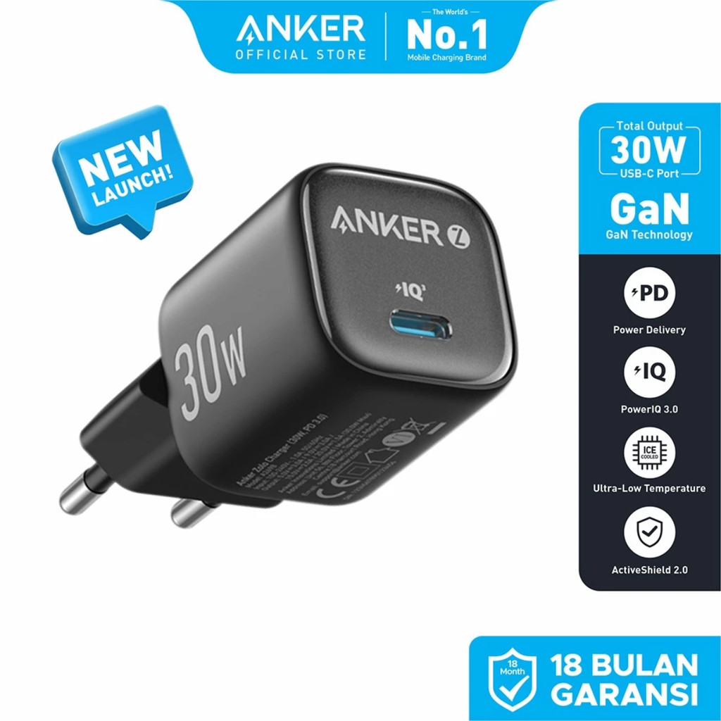 Jual ANKER Zolo GaN 30W 20W Adaptor Kepala Charger Type C PD Ice-Cooled Fast Charging - A2698 ...