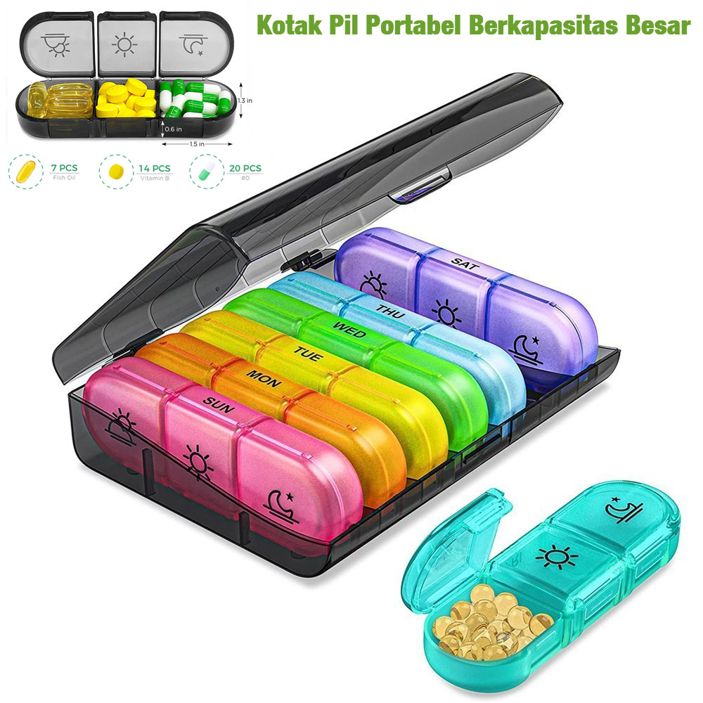 Jual Kotak Penyelenggara Pil dan Obat-obatan Portabel 7 Hari dengan 21 ...
