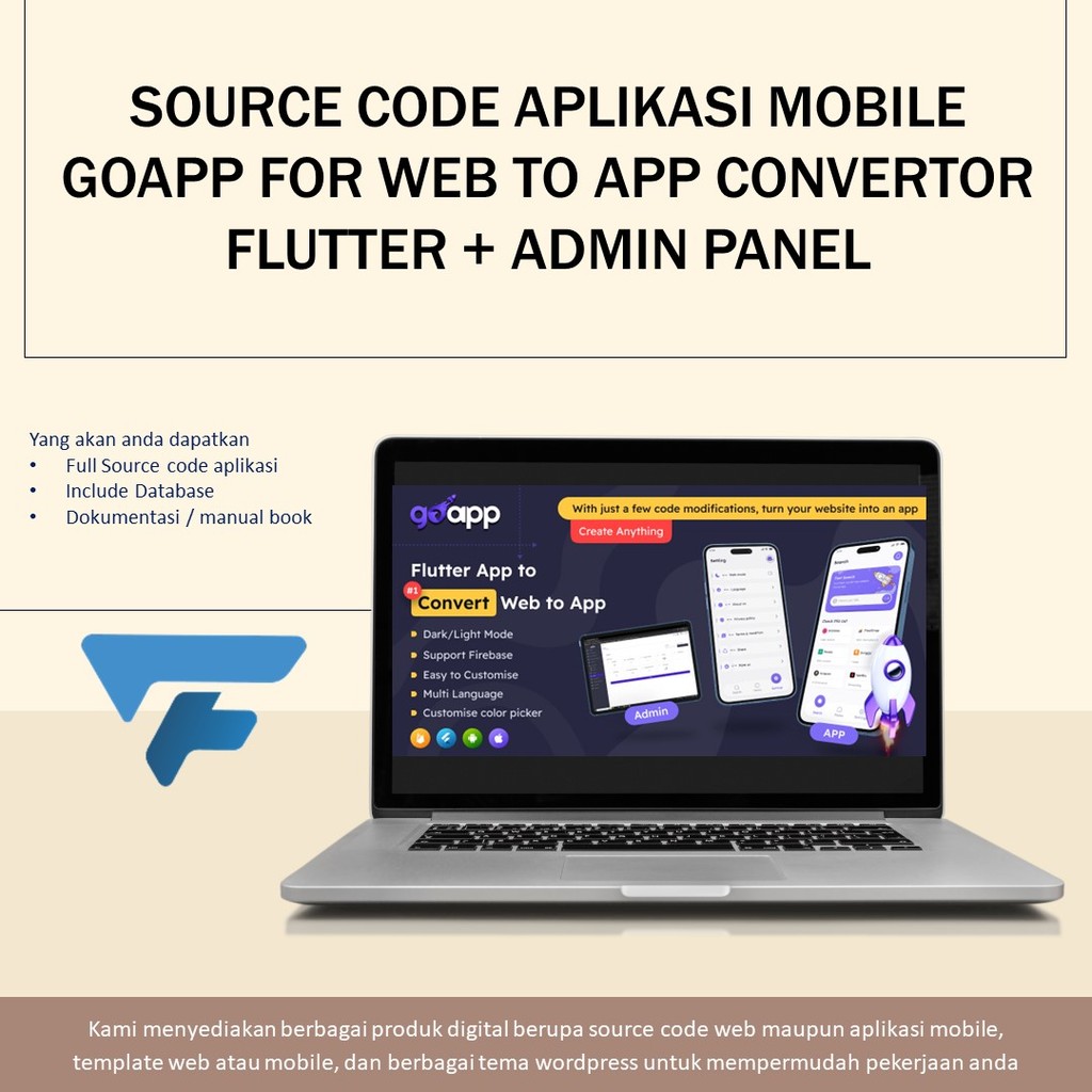 Jual SOURCE CODE APLIKASI MOBILE GOAPP FOR WEB TO APP CONVERTOR FLUTTER + ADMIN PANEL | Shopee ...