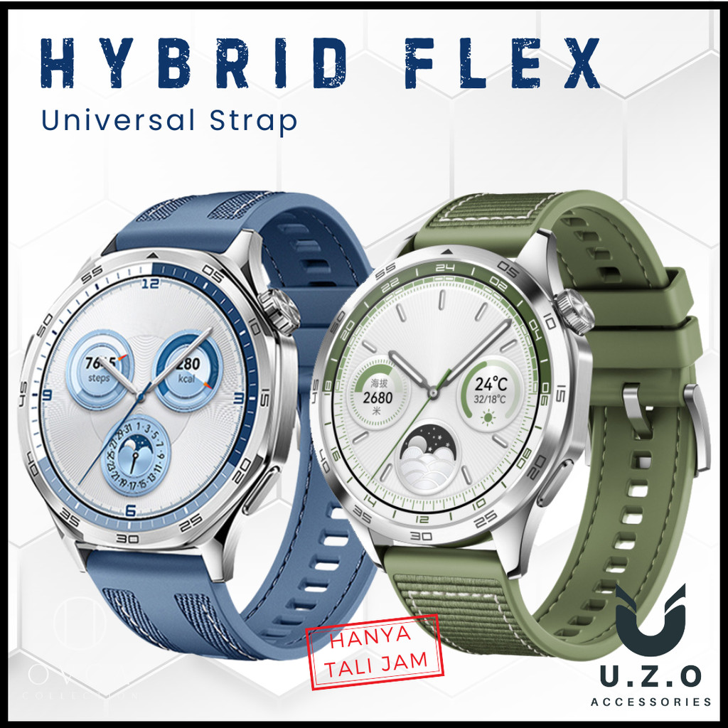 Jual Universal Strap Huawei GT 4 5 3 22MM Watch Hybrid Flex Band Tali ...