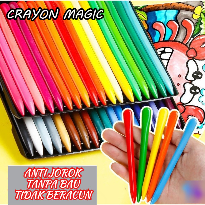 Jual Crayon Magic Anti Jorok Anti Patah Viral Non Toxic Crayon Anti A ...