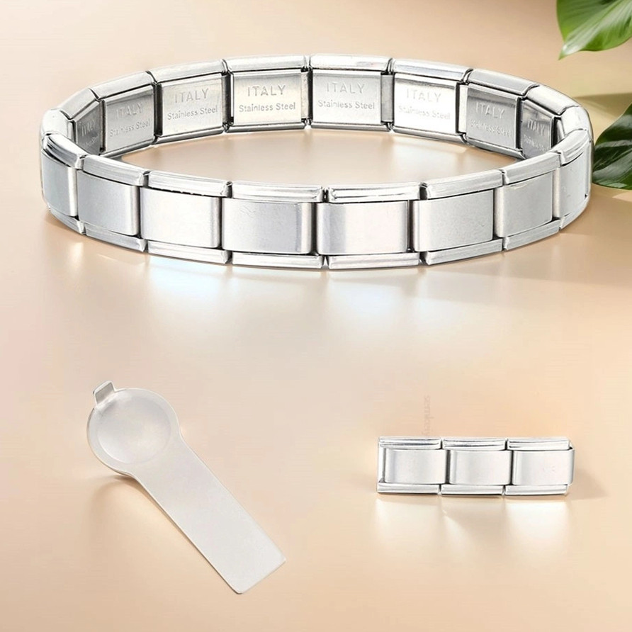 Jual 【Ready】New Italian Module Elastic Bracelet Stainless Steel DIY L ...