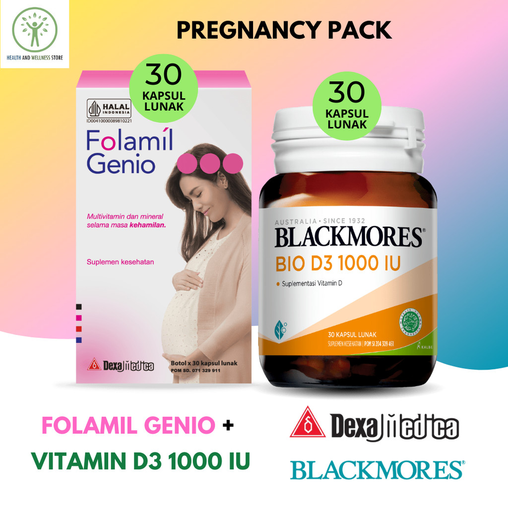 Jual PAKET BLACKMORES BIO D3 1000 IU 30 KAPSUL LUNAK DAN FOLAMIL GENIO ...