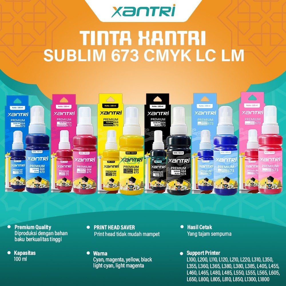 Jual Xantri - Tinta Xantri Sublim Sublime 664 673 Cyan Magenta Yellow ...