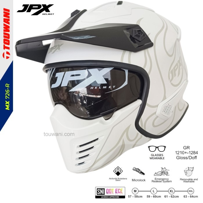 Jual Helm Half Face JPX MX726R MX 726 R Nomaden Broken White | Shopee ...