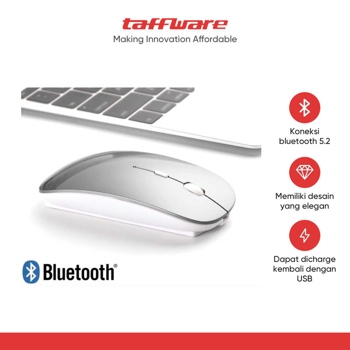 Jual Taffware Mouse Bluetooth 5.2 Rechargeable - M8120G Silver | Shopee ...