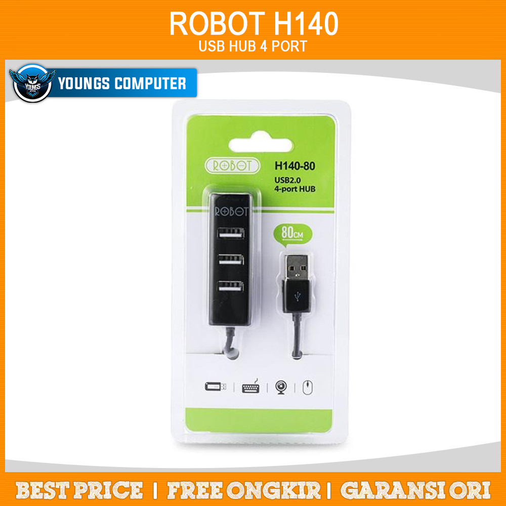 Jual ROBOT H140 USB Hub 4 Port 2.0 80cm Black | Shopee Indonesia