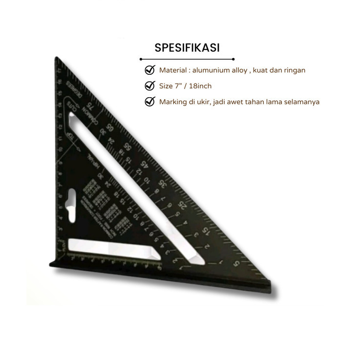 Jual Speed Square 7 Inch Premium Quality Hitam Penggaris Siku | Shopee ...