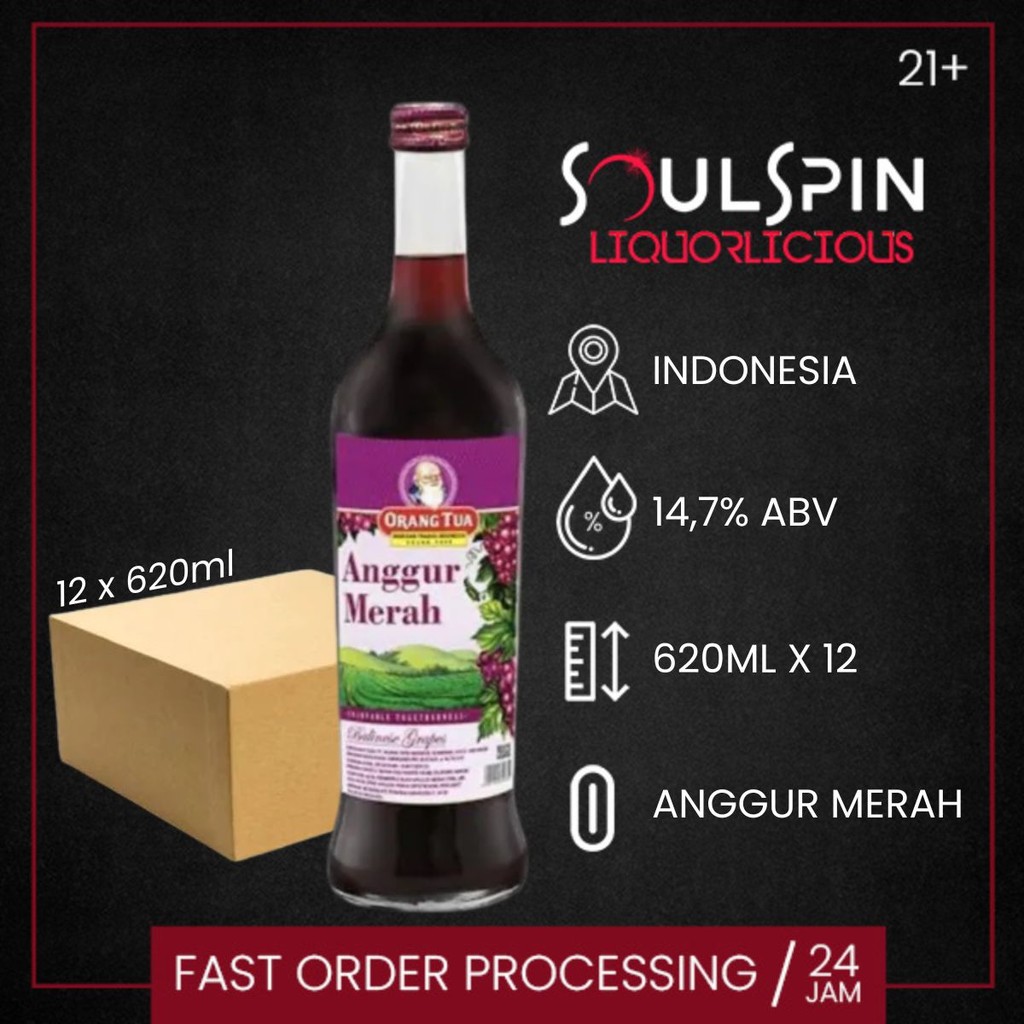 Jual Anggur Merah Orang Tua 620ml [ Dus isi 12 Botol ] Indonesia Red ...