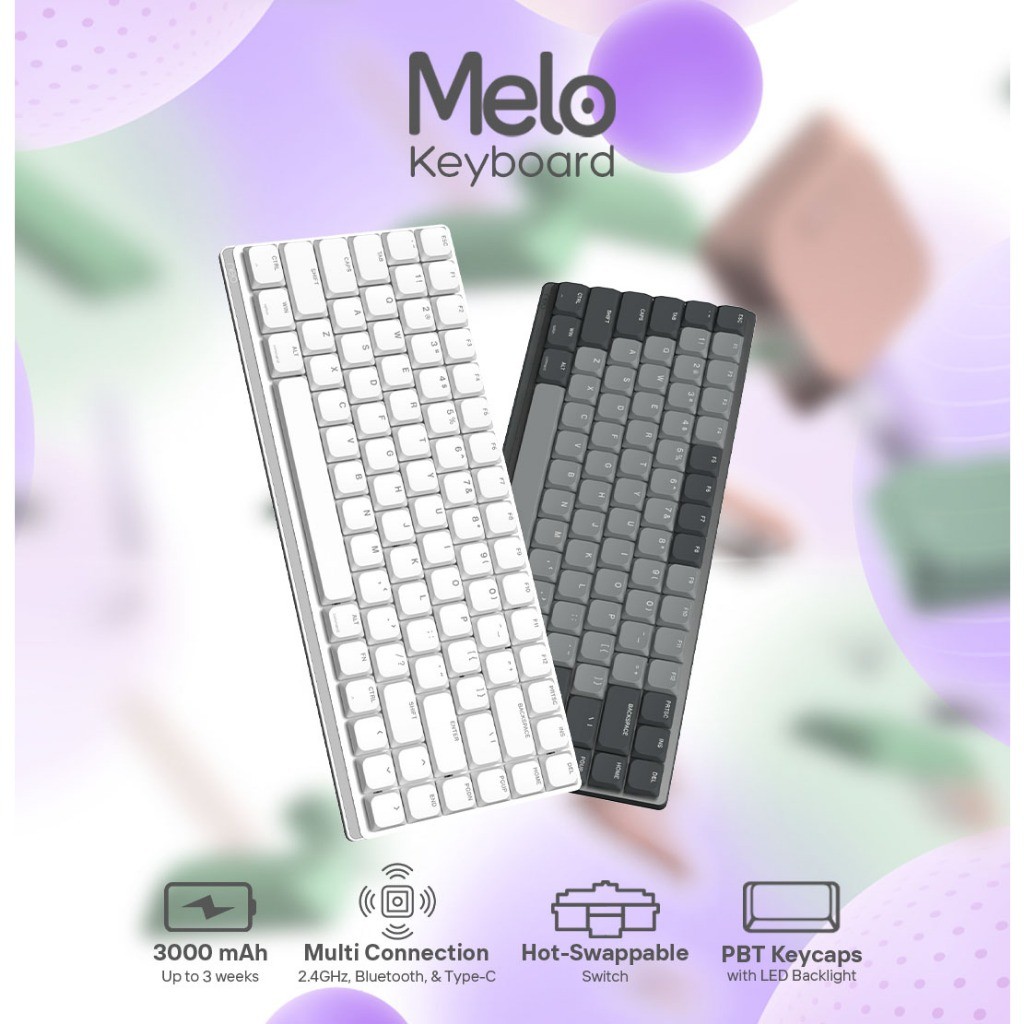 Jual Neo Melo Keyboard Low Profile Wireless 75% Mechanical 84 Keys ...