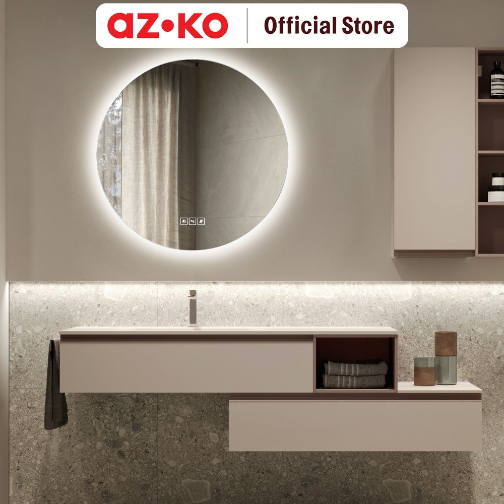 Jual AZKO Acroz Cermin Dinding Led Anti Fog Round A086 Bathroom Wall Mirror Cermin Tembok Led ...