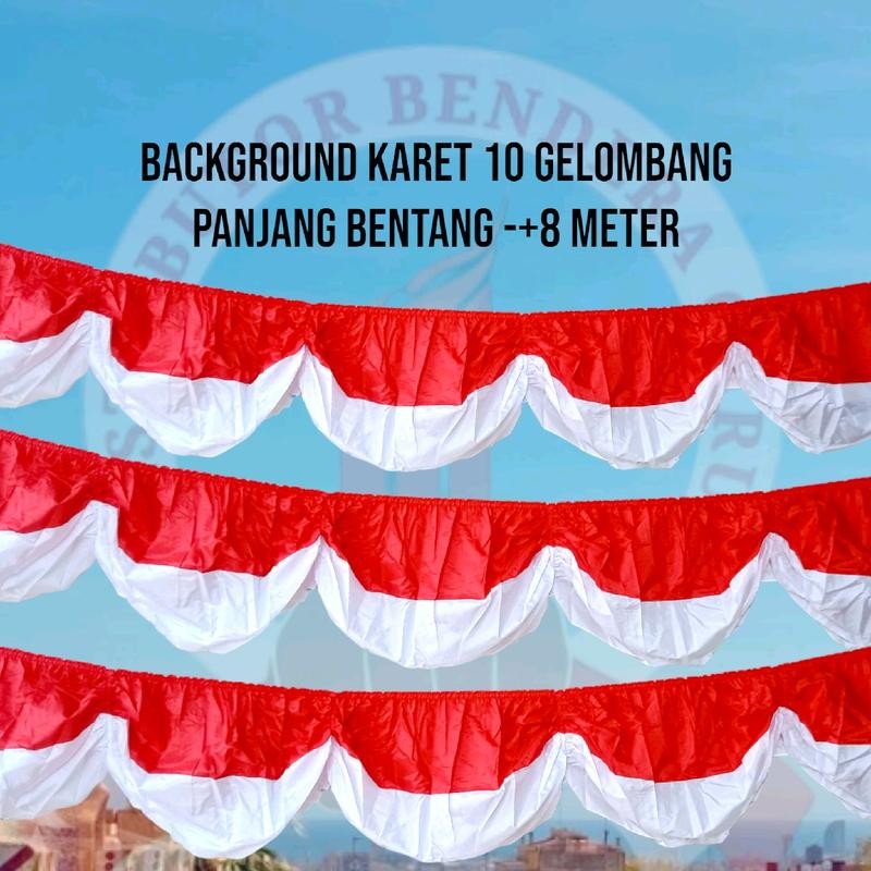 Jual bendera background merah putih polos karet/background garuda 10 gelombang | Shopee Indonesia