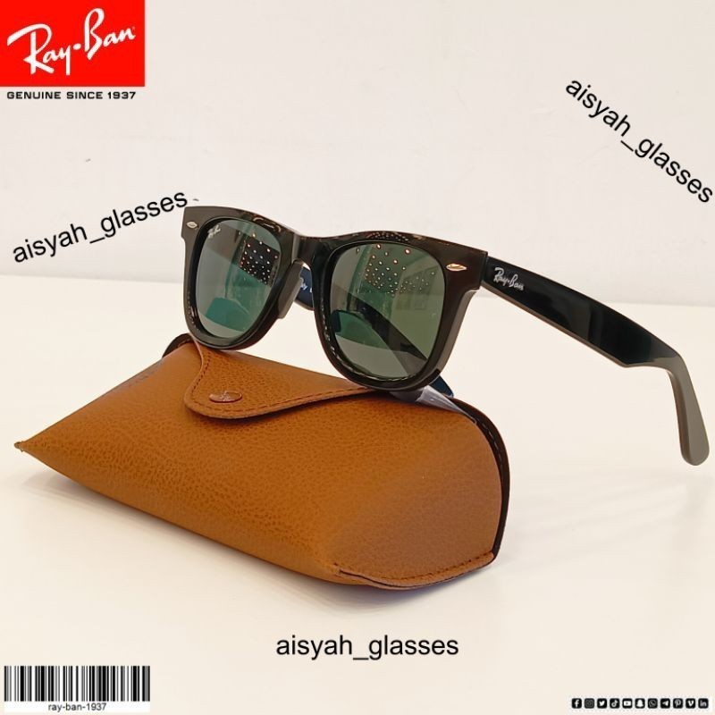 Jual kacamata Wayfarer Rb2140 lensa kaca black Hitam kilat model V ...