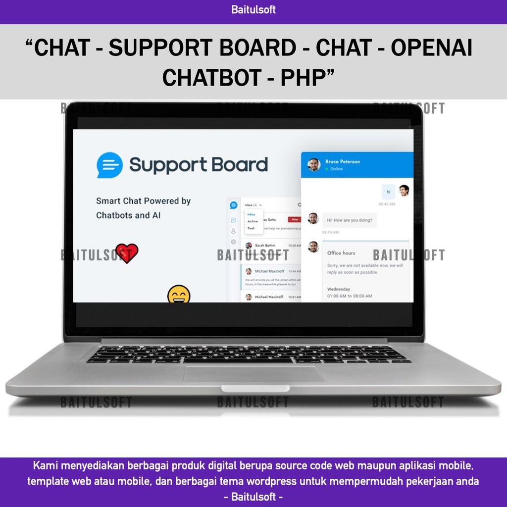 Jual SOURCE CODE APLIKASI WEB CHAT - SUPPORT BOARD - CHAT - OPENAI CHATBOT - PHP D134 BAITULSOFT ...