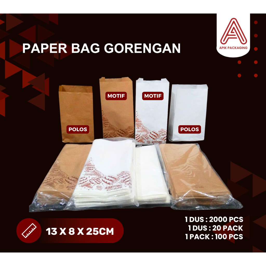 Jual ( BROWN ) PAPER BAG GORENGAN WARNA COKLAT MEREK GRADE & FRESZ ...