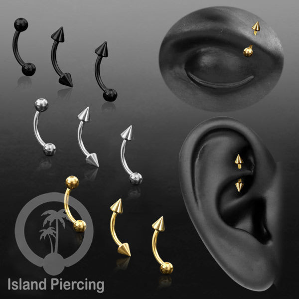 Jual Tindik Alis dan Rook Piercing Curved Barbell model yang polos tiga ...