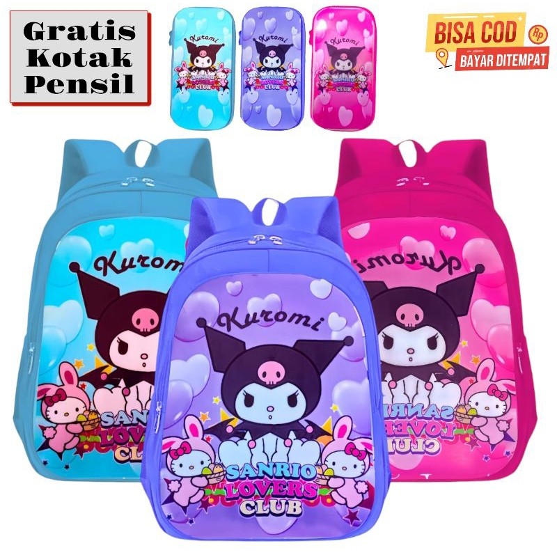 Jual [ BARU ] Tas Kuromi Tas Anak Sekolah Perempuan TK SD Motip Kuromi Sanrio Tas Anak Terbaru ...