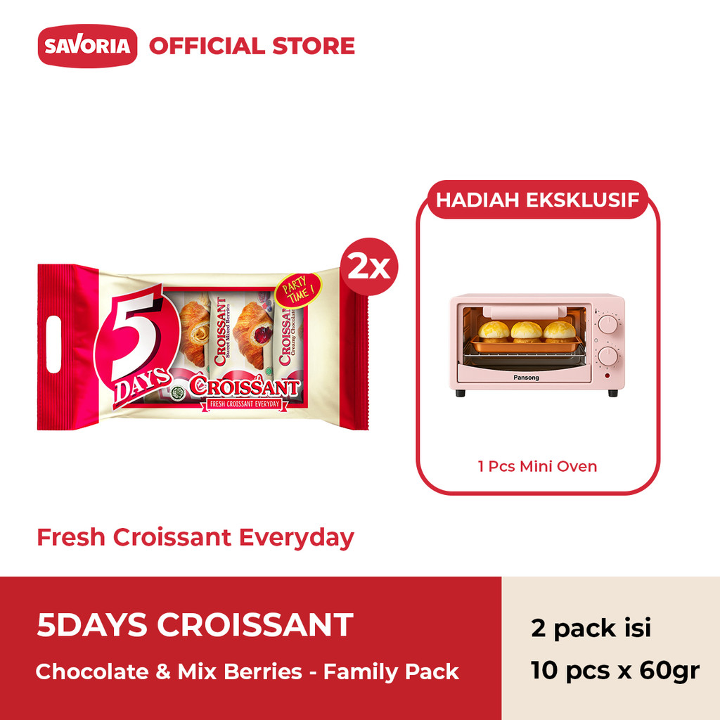 Jual 5 Days Croissant Family Pack 2 Pcs isi 5 x 60g + Mini Oven ...