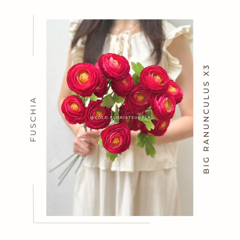 Jual BIG RANUNCULUS X3 mawar bulat rose artificial flower Bunga Palsu ...