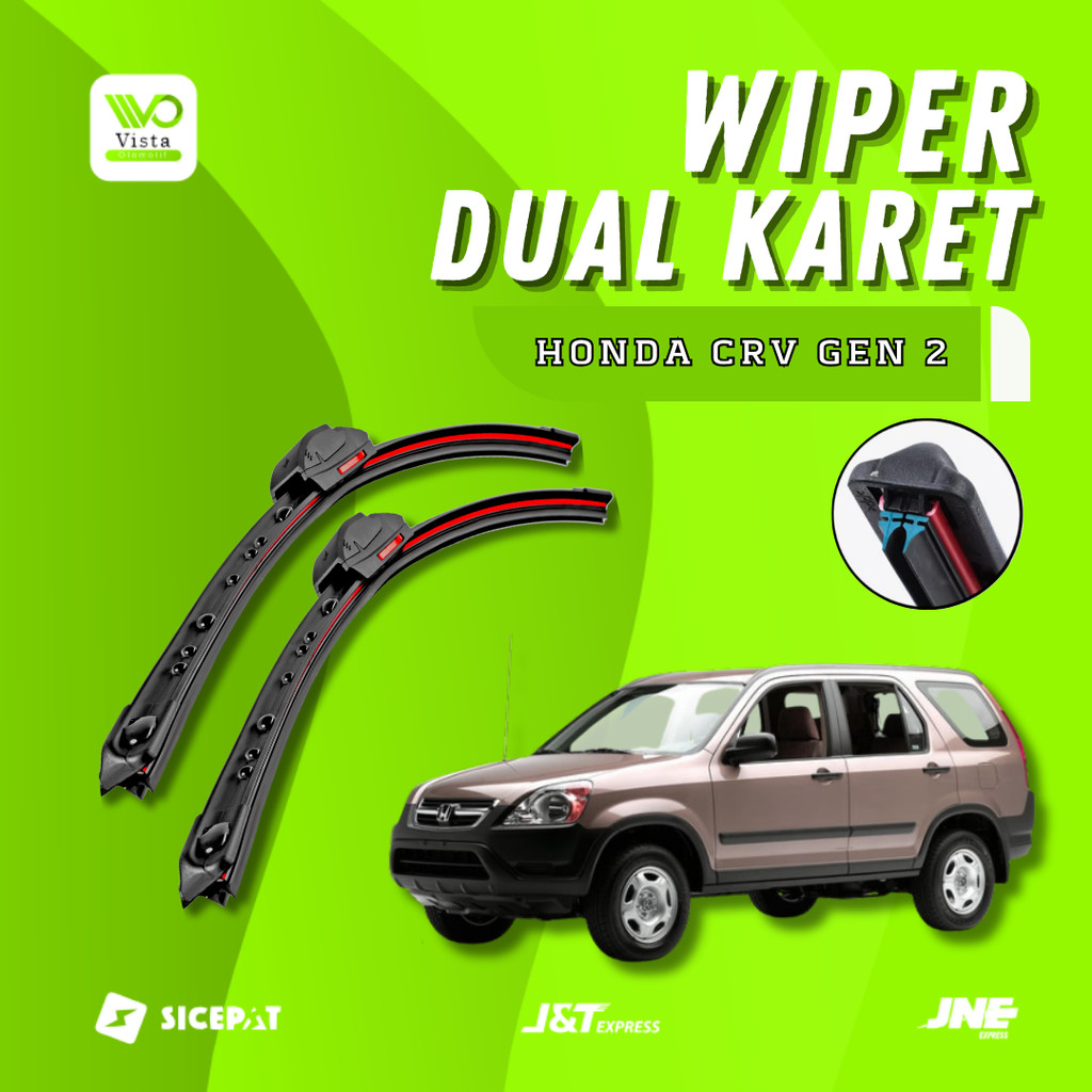 Jual Wiper Double Karet - Honda CRV 2002 - 2006 / CR-V Gen 2 - Frameless Kiri & Kanan Tanpa ...