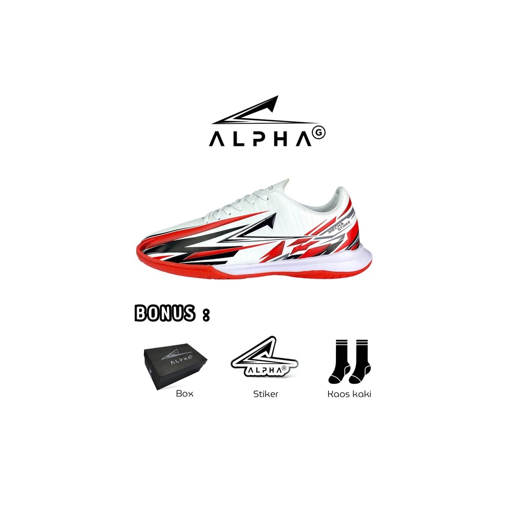 Jual ALPHA G - Sepatu Futsal Mecha Strike Red White | Shopee Indonesia