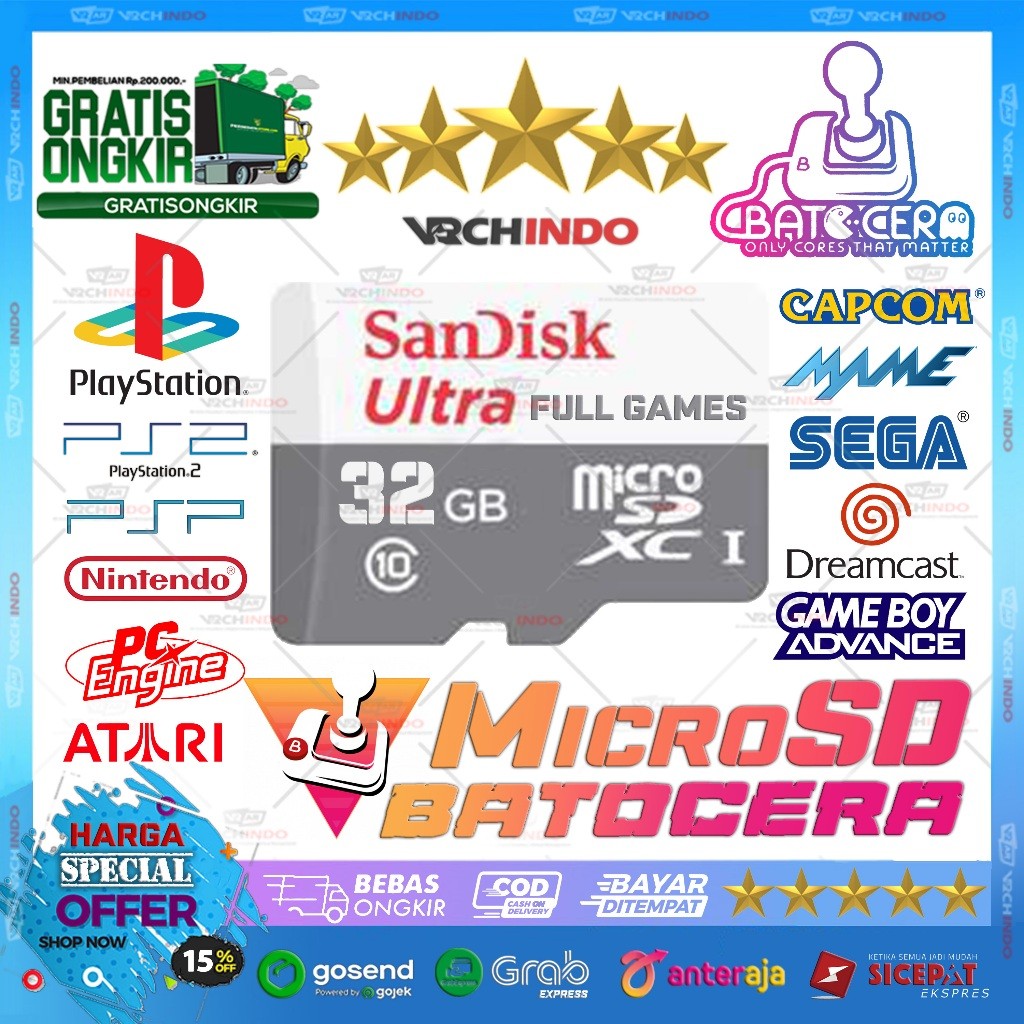 Jual MicroSD Card 32GB Game Emulator Retrobat / Batocera Emulator - All in One Games Konsol ...