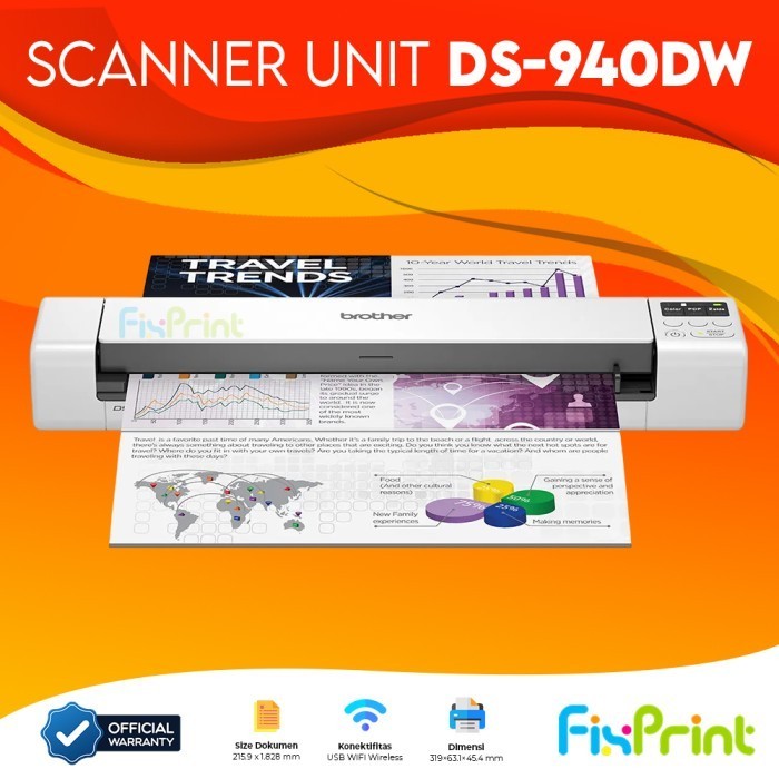 Jual Scanner Portable Brother DS-940DW Duplex Wireless Mobile Scanner ...