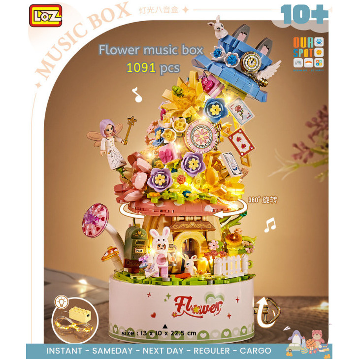 Jual LOZ 1954 Flower Music box (lamp and batrei) 1091 pcs - LOZ DIY ...