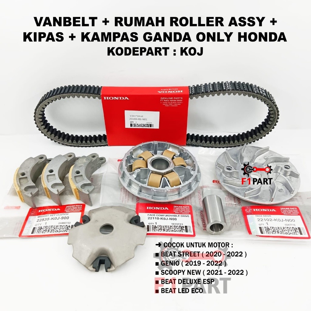 Jual Vanbelt + Kipas + Rumah Roller Assy + Kampas Ganda Only KOJ Honda Genio Beat Deluxe Beat ...