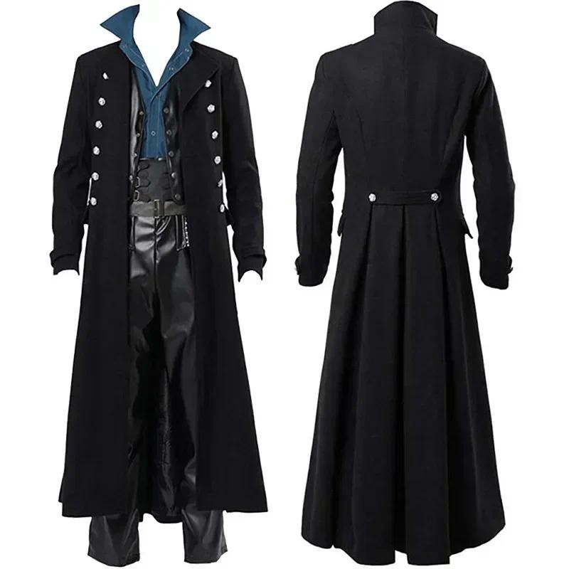 Jual Medieval Pirate Costume Steampunk Vintage Trench Coat Gothic Mens ...