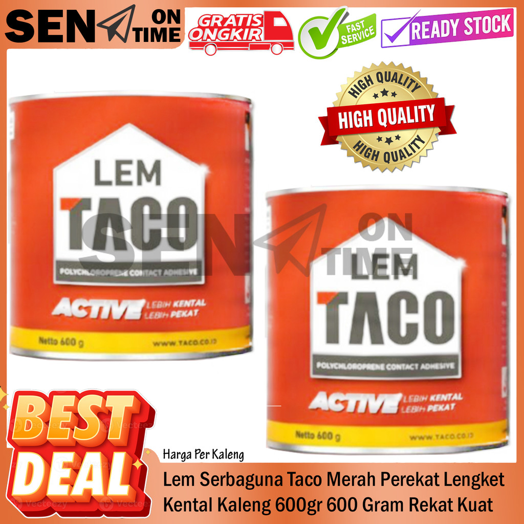 Jual Lem Active Taco Merah 600gr Kaleng Kuning Serbaguna Fox Aibon ...