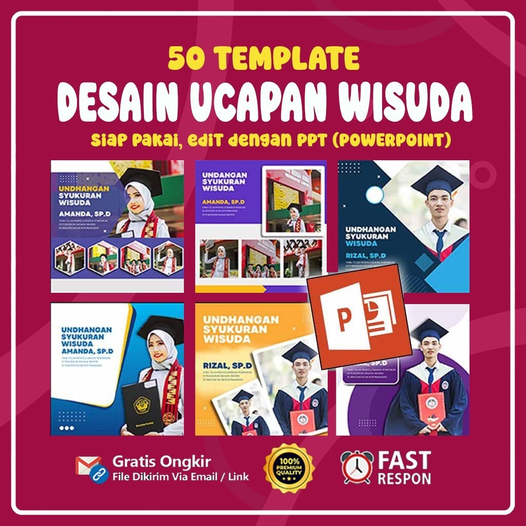 Jual 50 Template Undangan Wisuda PPT PowerPoint + Bonus | Shopee Indonesia