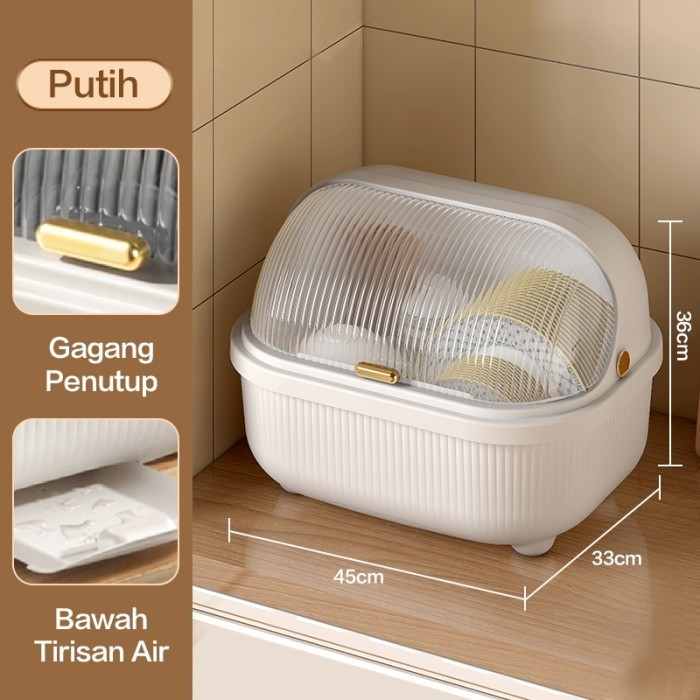 Jual Rak Piring Plastik Tertutup Pengering Air Rak Dapur Tempat ...