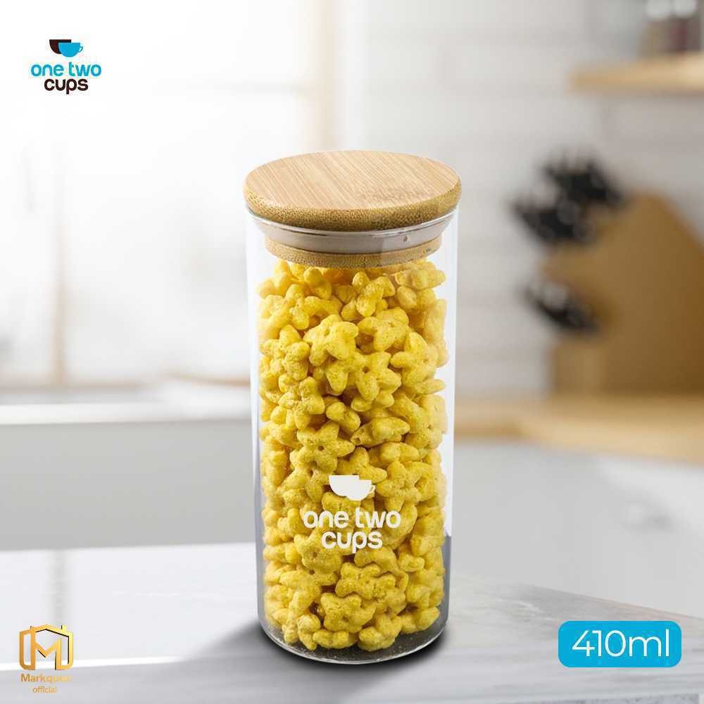 Jual One Two Cups Toples Kaca Penyimpanan Makanan Coffee Storage Glass ...