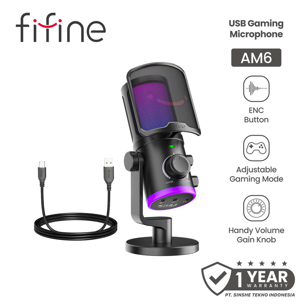 Jual FIFINE Microphone AM6 Condenser Mic with Game Chat Mix Noise ...