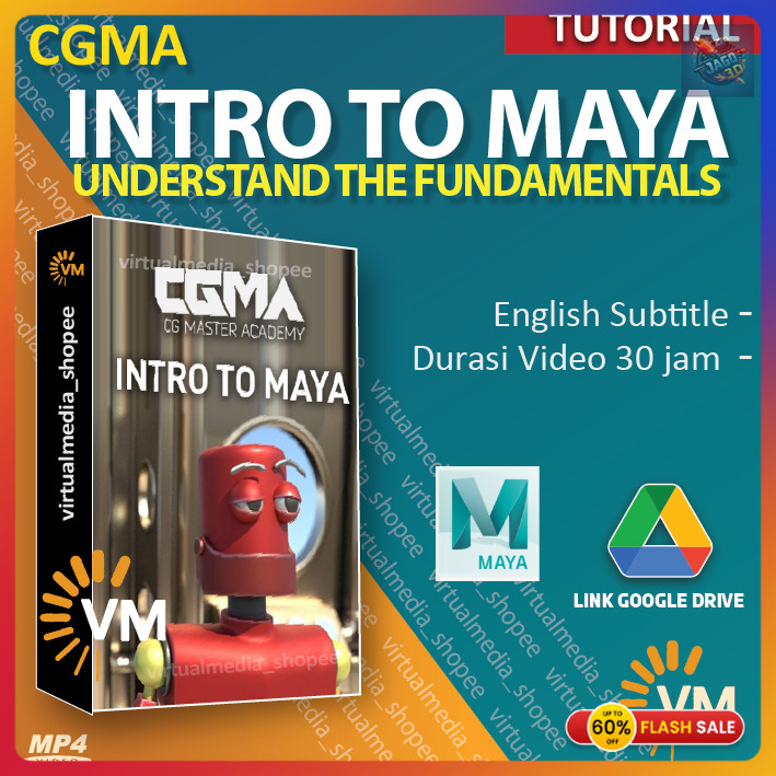 Jual TUTORIAL CGMA INTRO TO MAYA BASIC FUNDAMENTALS MODELING MATERIAL LIGHTING RENDER RIGING ...