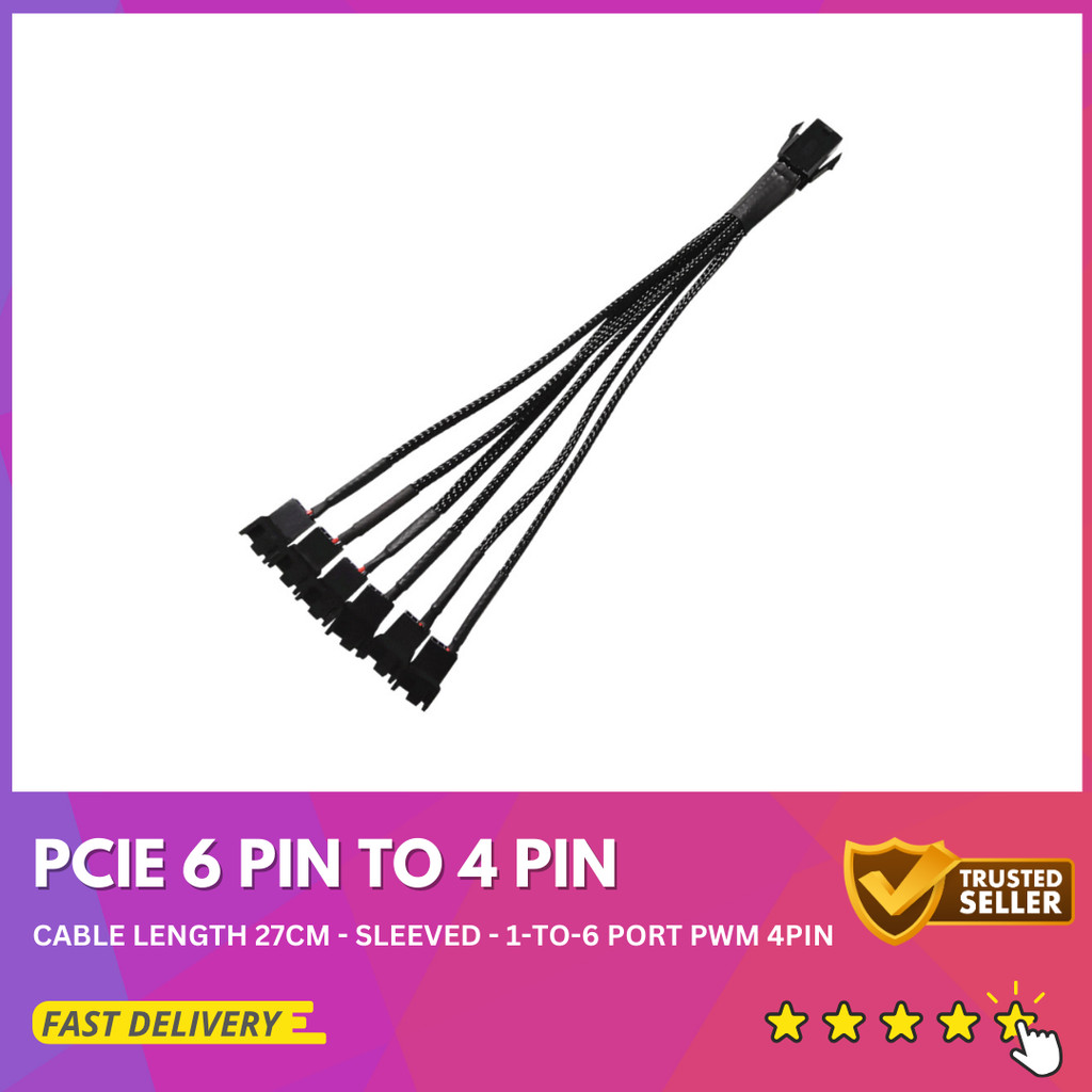 Jual Kabel PCIE 6 Pin to 4 Pin PWM Fan Splitter / Adapter PCIE to 4 pin ...