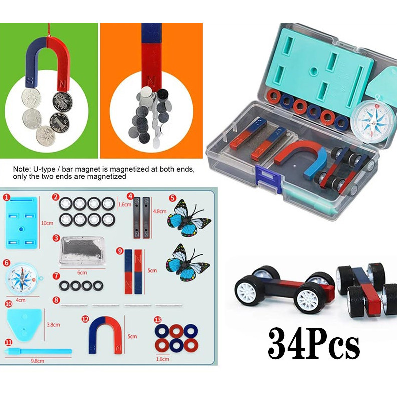 Jual 34 Bagian Set Mainan Puzzle Magnet Sains Set Pembelajaran ...