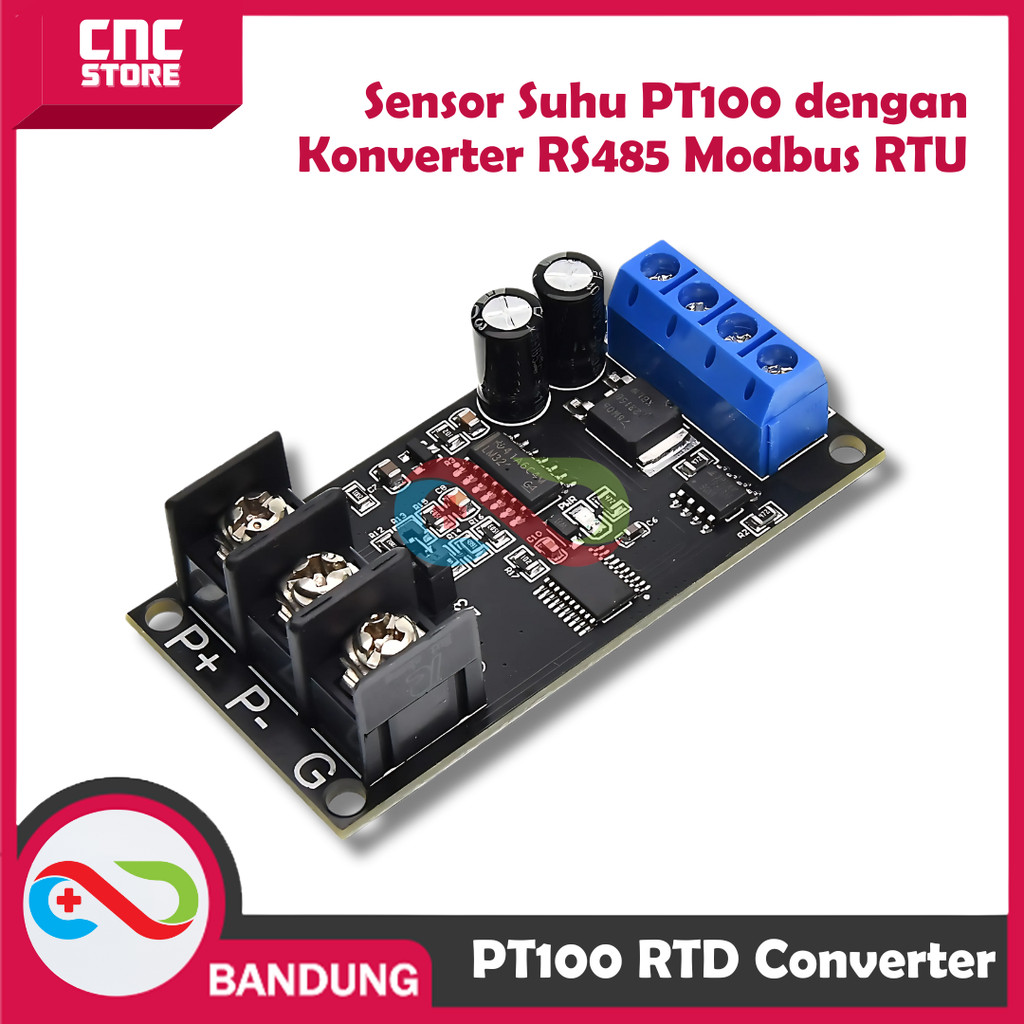 Jual PT100 RTD Converter RS485 Modbus RTU Temperature Sensor DC 12V ...