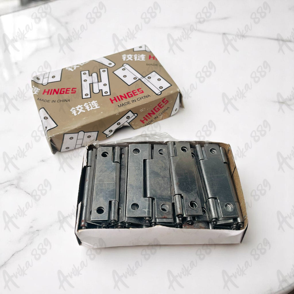 Jual [1 pack] 12 psg / 24 pcs Engsel Tipis Kupu 4" inch Plat Pintu ...