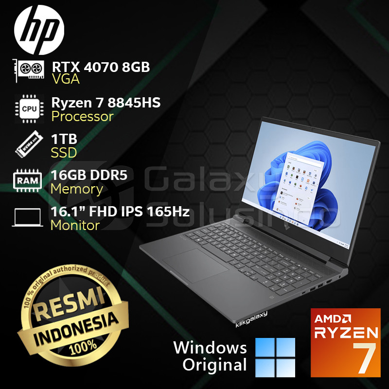 Jual HP VICTUS 16 S1777AX RTX 4070 8GB AMD Ryzen 7-8845HS 1TB SSD 16GB ...