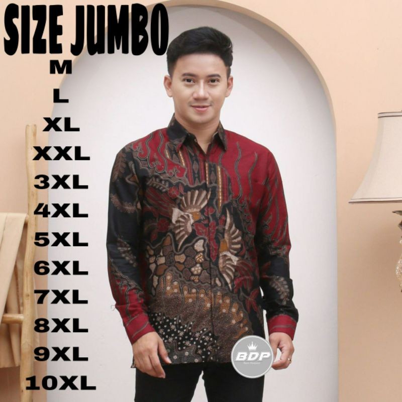 Jual Kemeja batik pria lengan panjang big size jumbo M.L.XL.XXL.3L.4L.5L.6L.7L.8L.9L.10L COD ...