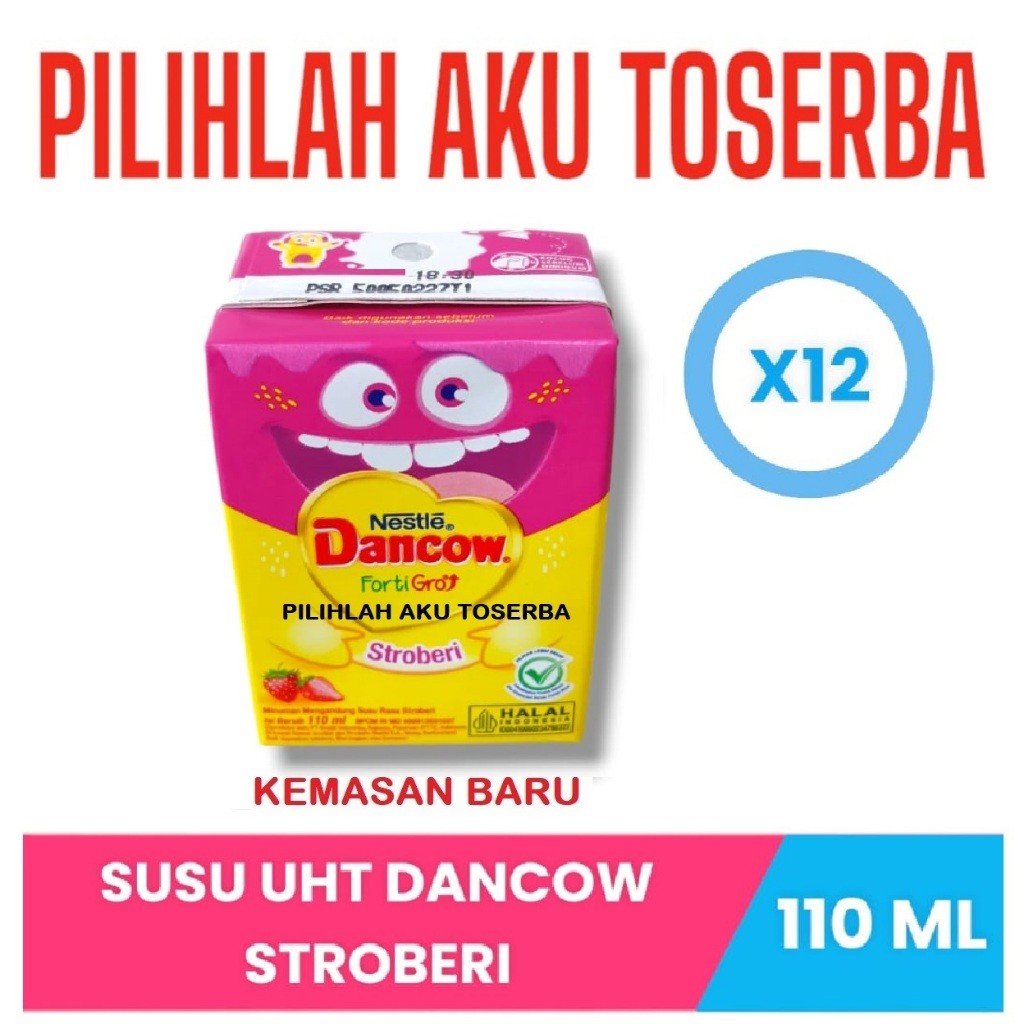 Jual Susu DANCOW UHT STROBERI FortiGro - 110 ml ( HARGA PAKET ISI 12 ...