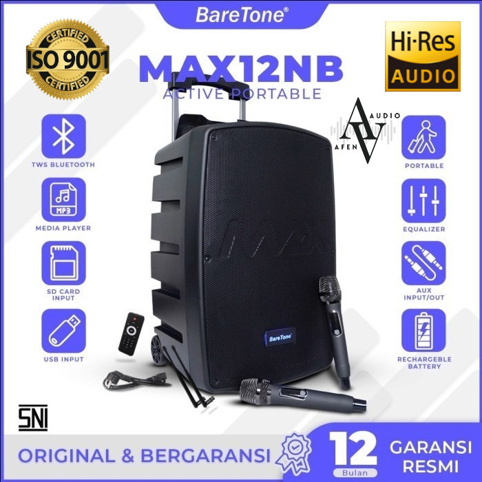 Jual Speaker Portable Baretone MAX 12 NB | MAX12NB Speakers Indoor - Outdoor 12 Inch Bluetooth ...