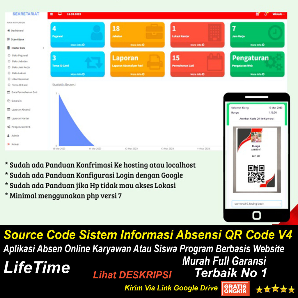 Jual Source Code Sistem Informasi Absensi QR Code V4 Aplikasi Absen Online Karyawan Atau Siswa ...