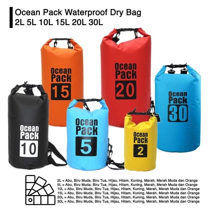 Jual OCEAN PACK Dry Waterproof Outdoor Bag Tas Anti Air Travel Ransel Pancing Renang Pantai ...