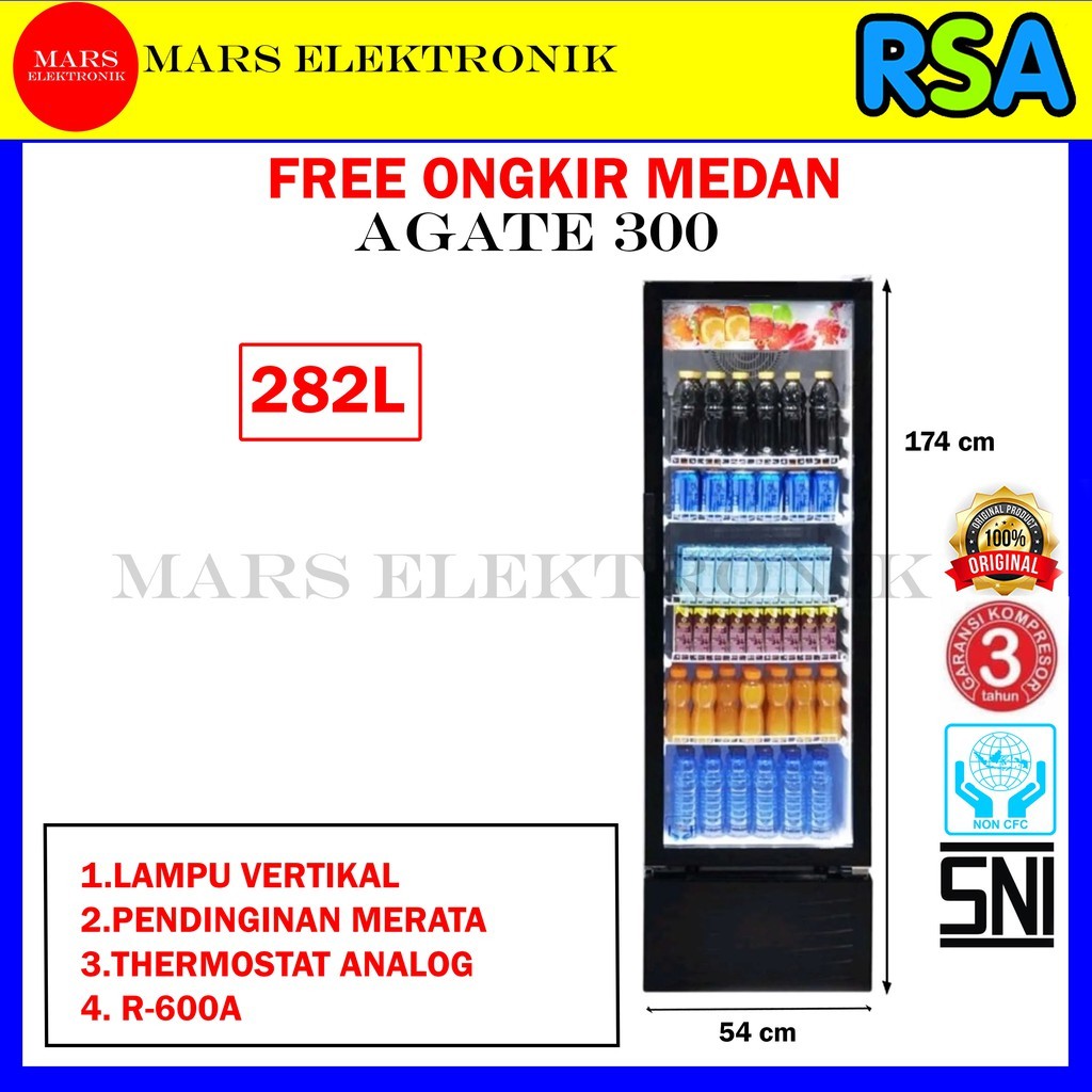 Jual SHOWCASE RSA AGATE-300 / 282 LITER / AGATE 300 / LEMARI PENDINGIN ...