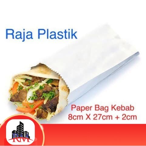Jual Paper bag Kebab / kantong kertas kebab 8cm X 27cm + 2cm | Shopee ...