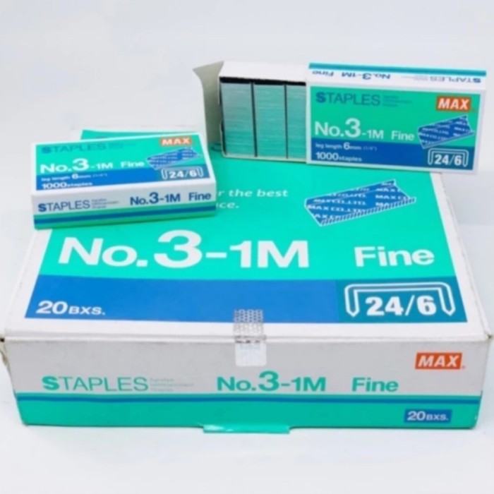 Jual Isi Staples Max No. 3-1M Original - 1 pack isi 20 box | Shopee ...
