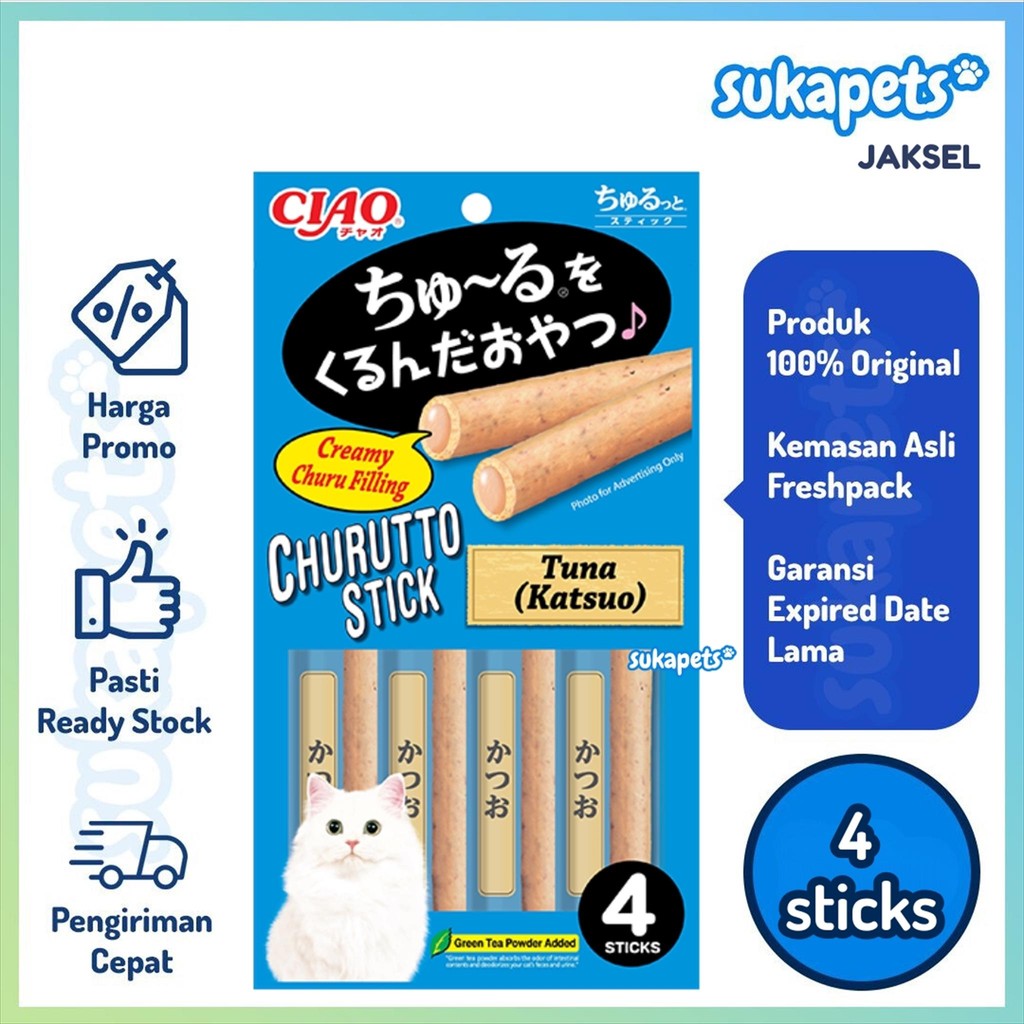 Jual Ciao Churutto Stick Katsuo Formula Snack Kucing 4 Sticks | Shopee Indonesia